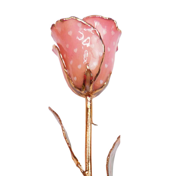 24K Gold Forever Rose - Heart Rose - Pink (White Hearts) - The Forever Rose