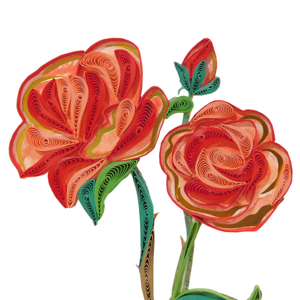 Handmade Quilling Card - Red Roses - The Forever Rose